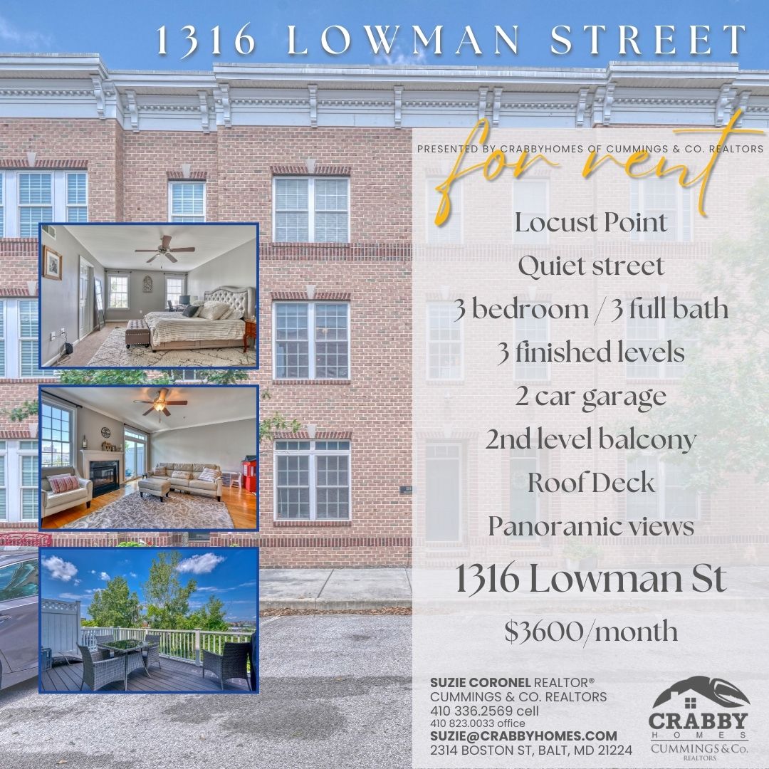 1316 Lowman Street in Locust Point, a rare rental - CrabbyHomes